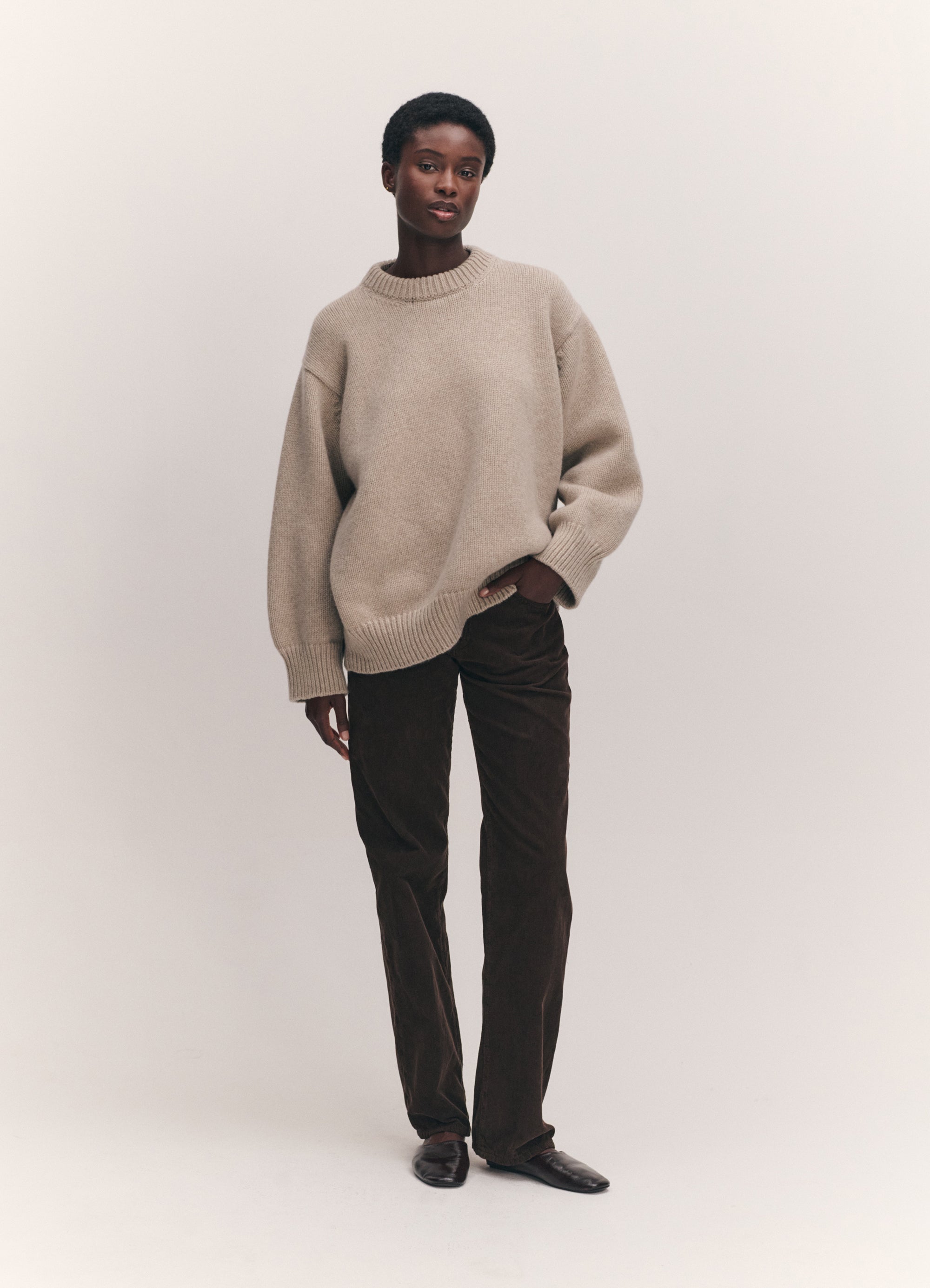 Caragh Chunky Crewneck in Oat – &Daughter
