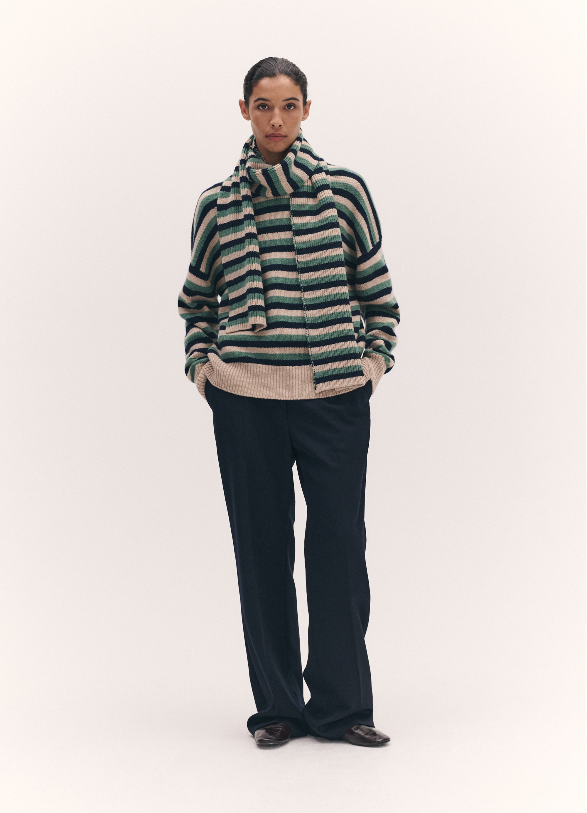 Balla Crewneck in Strath and Oatmeal Stripe – &Daughter